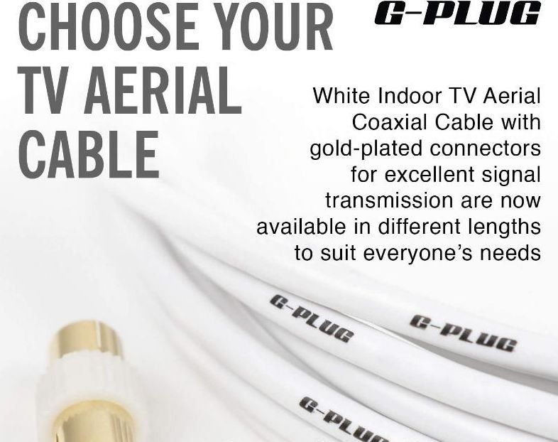 [C48] 5m Long TV Aerial Right Angle - Coaxial Satellite Cable TV ...