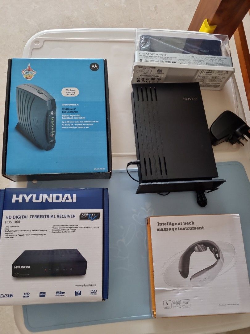 Cable modem, HD TV receiver, Bluetooth speaker, router , neck massager ...