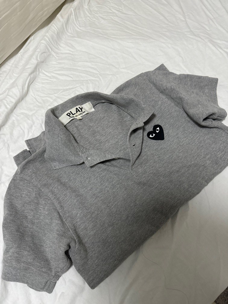 cdg grey polo tee, Men's Fashion, Tops & Sets, Tshirts & Polo Shirts on ...