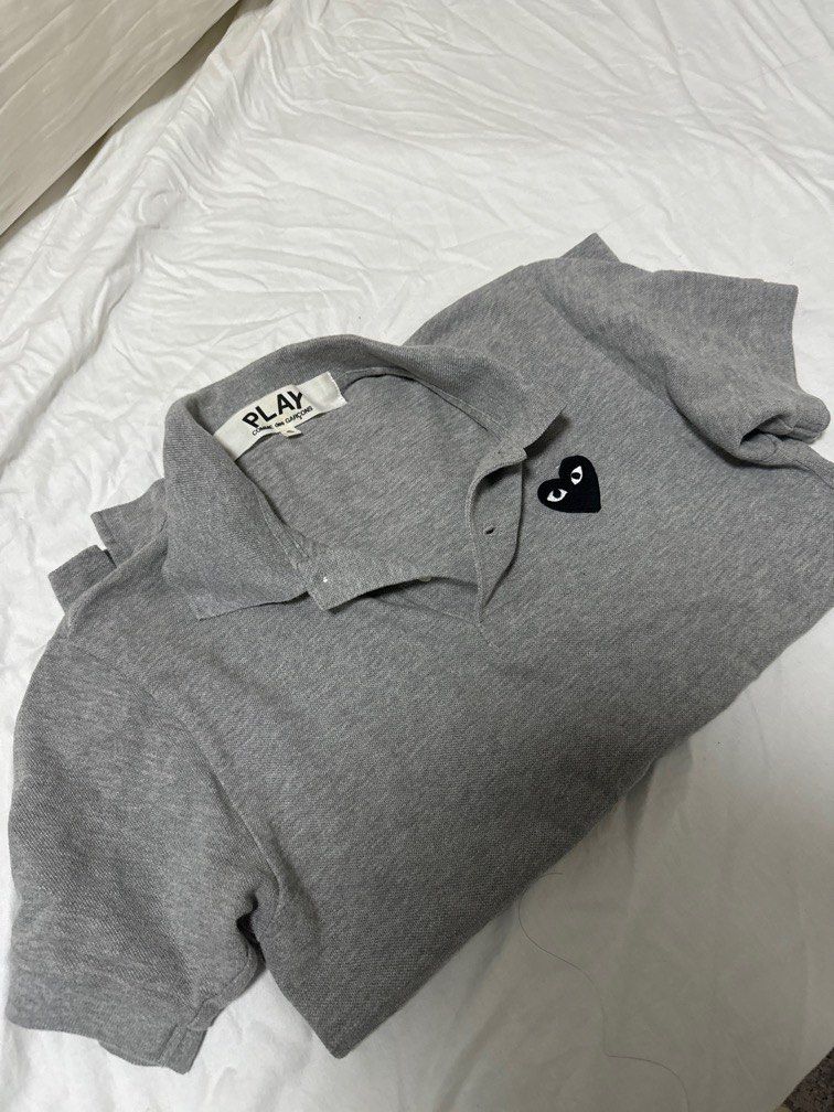 cdg grey polo tee, Men's Fashion, Tops & Sets, Tshirts & Polo Shirts on ...