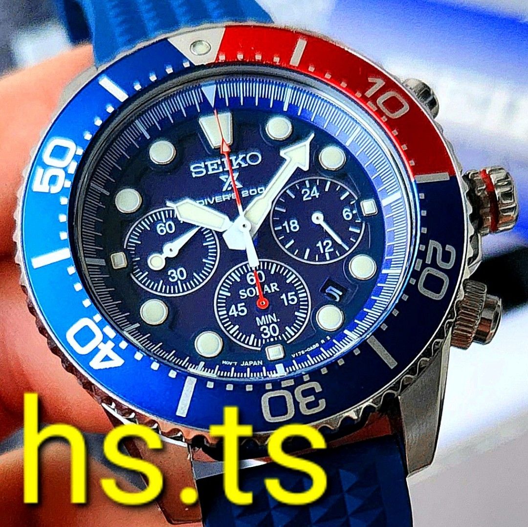 🔥CHEAPEST🔥 Seiko 🔵🔴 Chronograph Solar Prospex Divers Watch, Men's ...