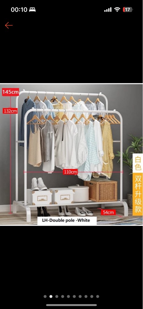 Clothes Rack Hanger Double Pole (Move out by 18 Dec), Furniture & Home ...