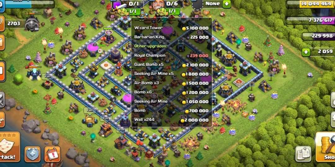 Coc Th13 Max Queen and Warden! (6 builders, 2k+gems, many magic items ...