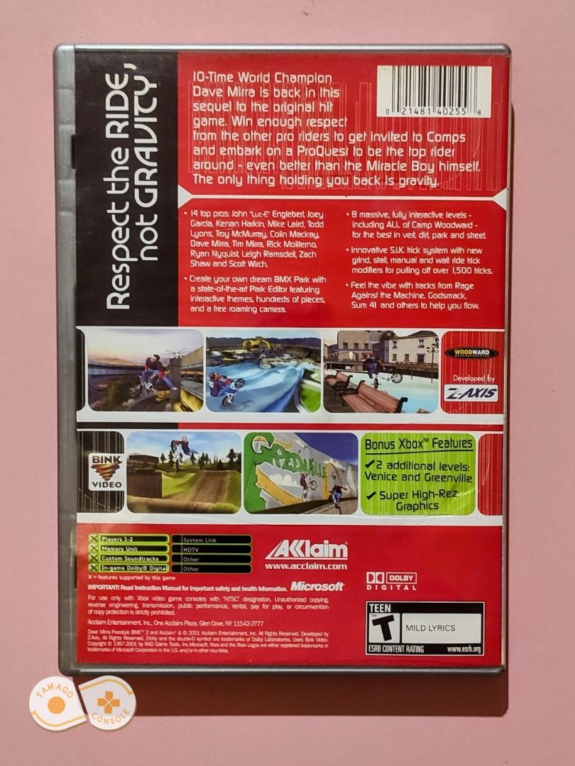 Dave Mirra Freestyle BMX 2 - [OG XBOX Game] [NTSC / ENGLISH Language ...