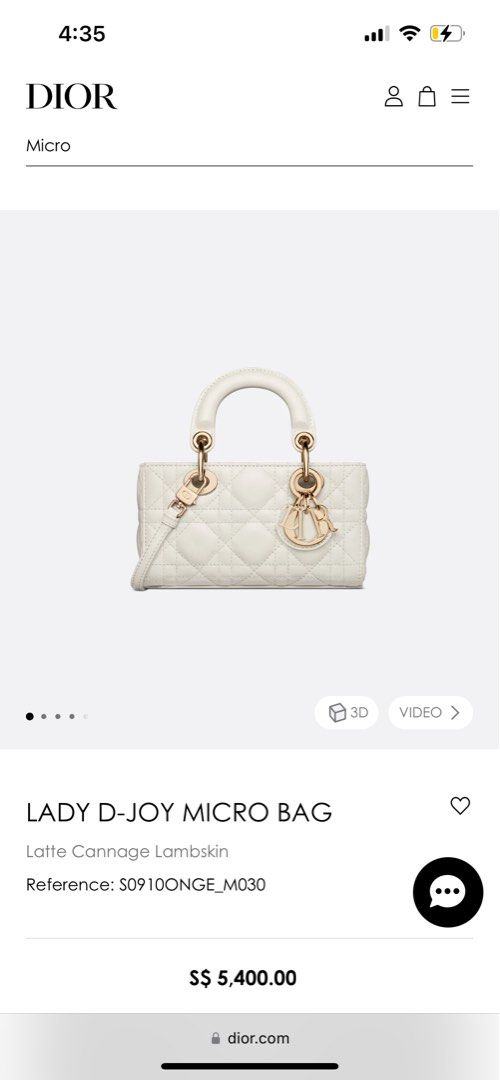 DIOR LADY D-JOY MICRO BAG (WHITE), Luxury, Bags & Wallets on Carousell