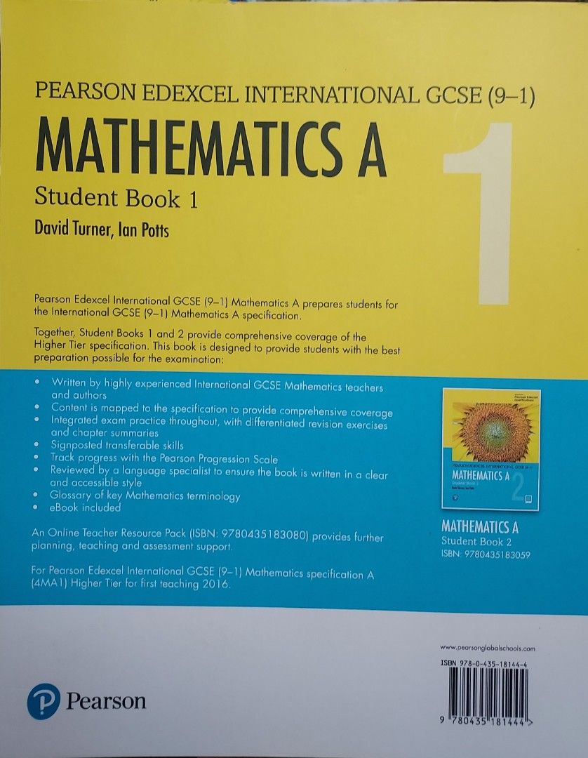 Edexcel IGCSE Mathematics A Book 1 &2, 興趣及遊戲, 書本 & 文具, 教科書 - Carousell