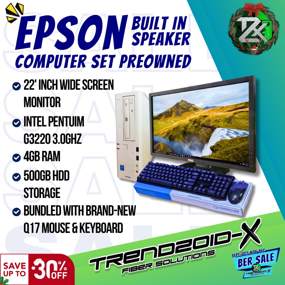 Epson Computer Set with Dell Monitor and Brand New Q17 Keyboard and ...