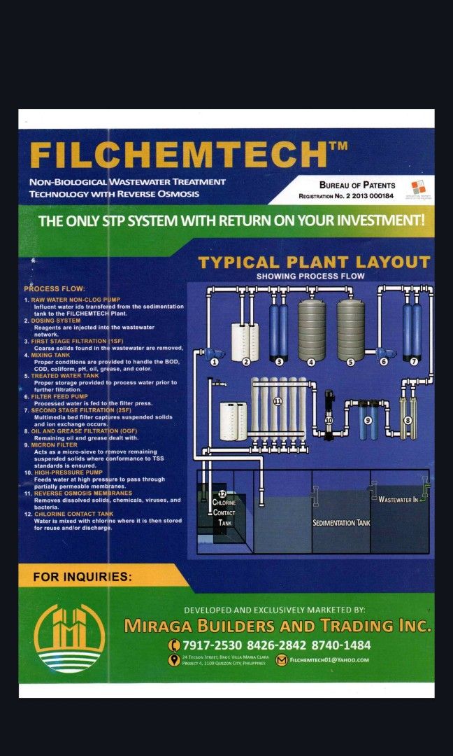 FILCHEMTECH Sewage/wastewater treatment plant, Business Services, Others on Carousell