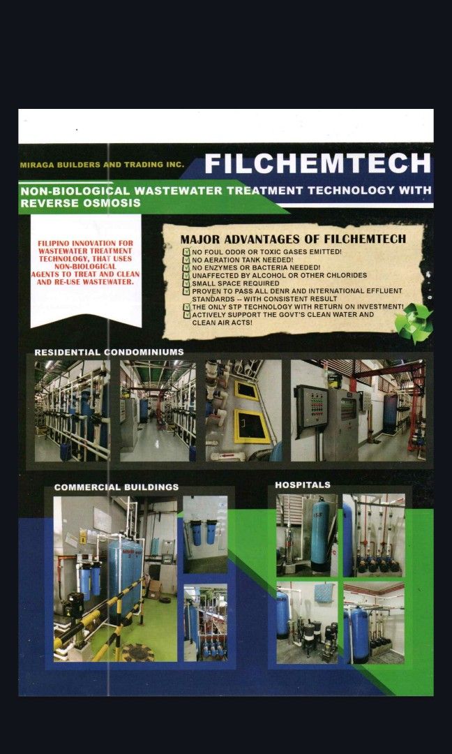 FILCHEMTECH Sewage/wastewater treatment plant, Business Services, Others on Carousell
