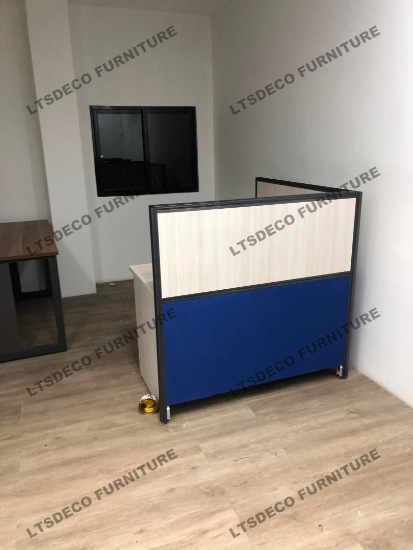 FULL FABRIC PARTITION IN L-TYPE LAMINATED WORKTOP TABLE OFFICE ...