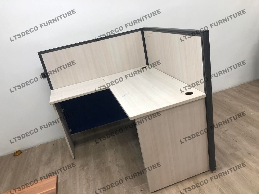 FULL FABRIC PARTITION IN L-TYPE LAMINATED WORKTOP TABLE OFFICE ...