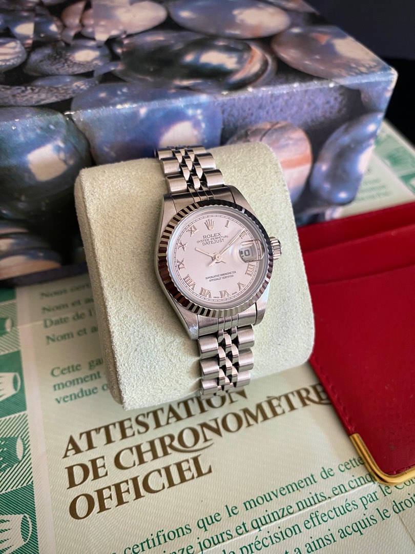 *Full set* Rolex Oyster Perpetual Datejust 26mm 18k white gold sunburst ...