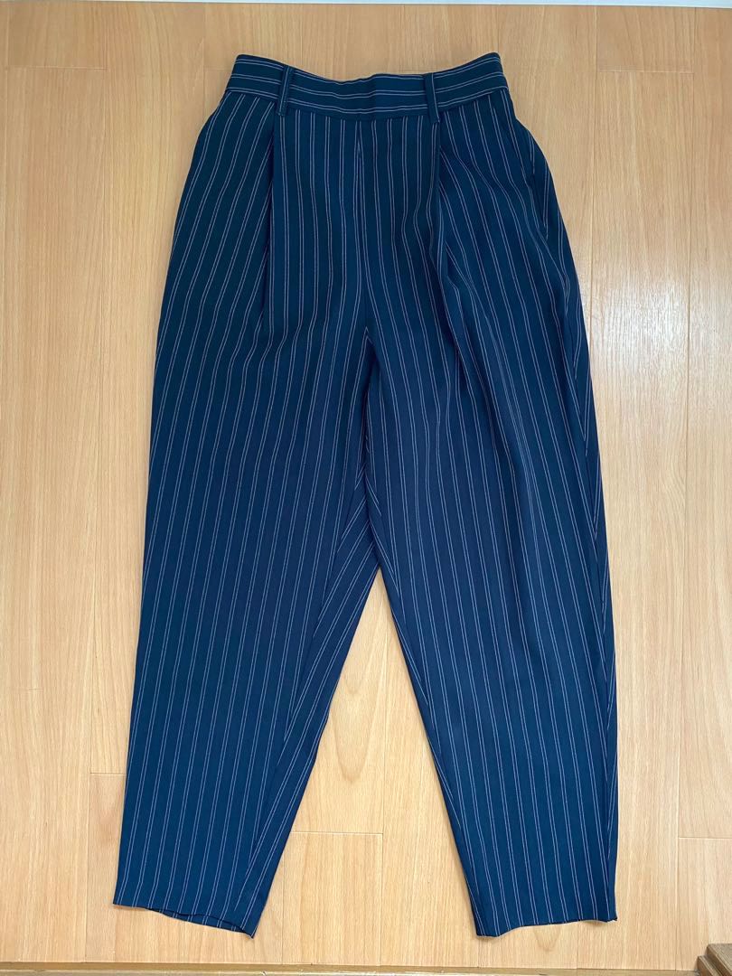 GU Uniqlo Navy Blue Pinstripe Trousers, Women's Fashion, Bottoms, Other Bottoms on Carousell