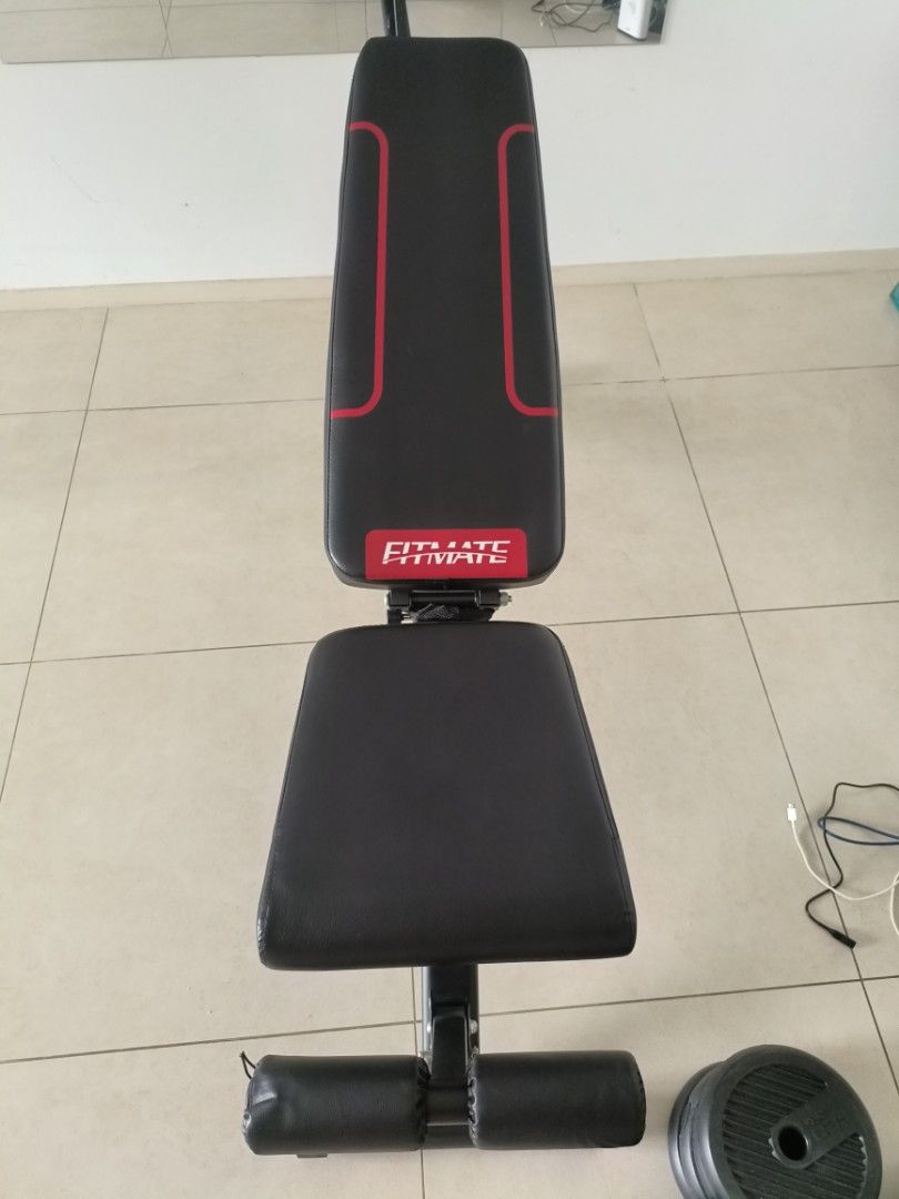 Gym workout bench (Fitmate) and Barbell set (can buy individually ...