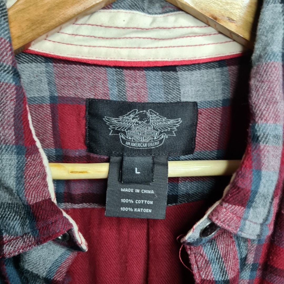 Harley Davidson Flannel, Men's Fashion, Tops & Sets, Formal Shirts on ...
