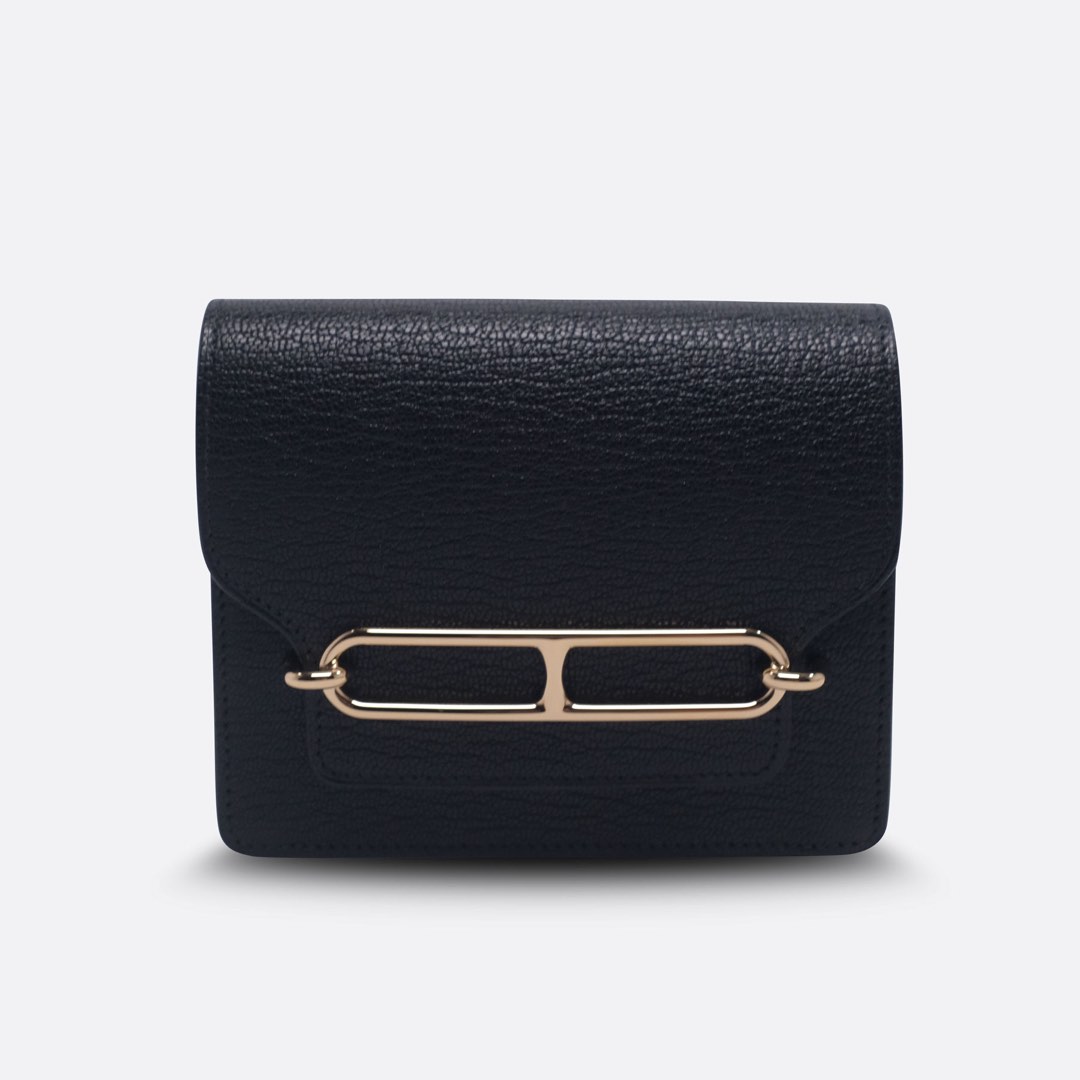 HERMES ROULIS SLIM MINI BLACK CHEVRE, Luxury, Bags & Wallets on Carousell