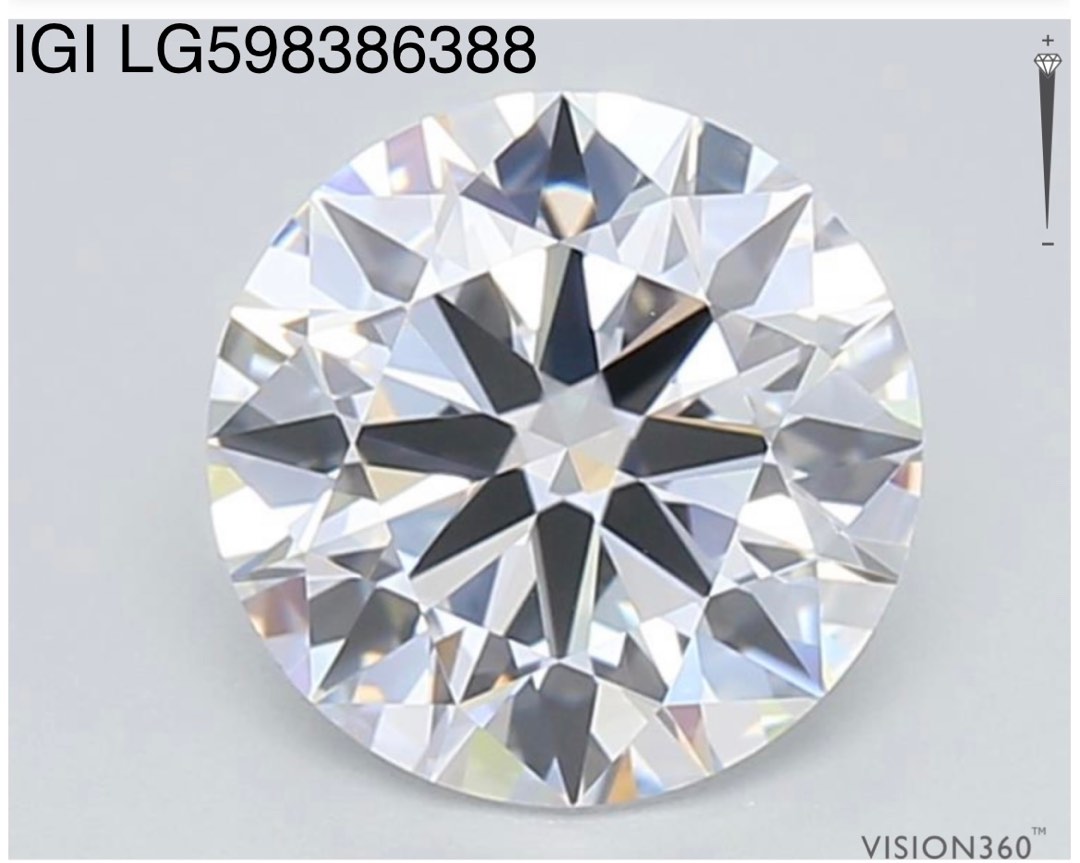 IGI 1.23ct D VVS1 Ideal Cut, EX Polish, EX Symmetry Lab-grown Round Brilliant Diamond, Women's ...