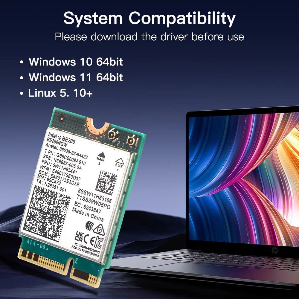 Intel BE200 Wifi 7 Bluetooth 5.4 Card laptop desktop, Computers & Tech ...