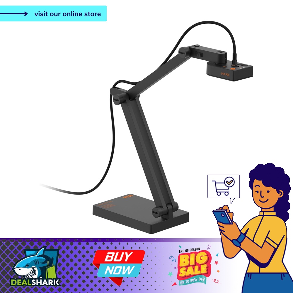 IPEVO V4K PRO 120 4K USB Document Camera, 120-degree FOV Lens, Sony ...