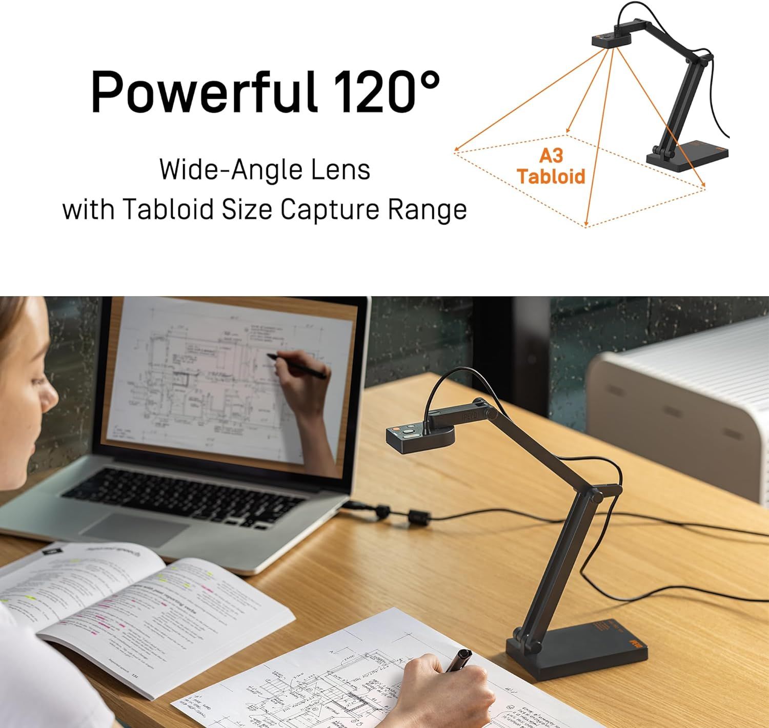 IPEVO V4K PRO 120 4K USB Document Camera, 120-degree FOV Lens, Sony ...