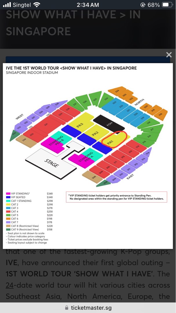 IVE CAT 2, PA 1, Row 16 ticket x1, Tickets & Vouchers, Event Tickets on ...