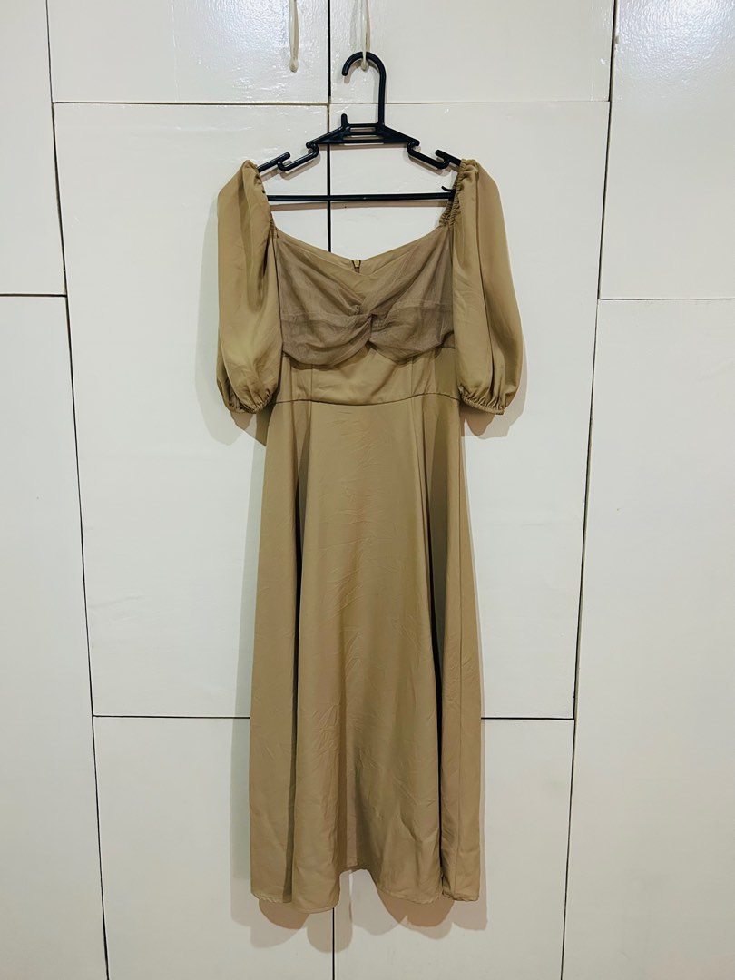 Korean Puff Long Dress, Women's Fashion, Dresses & Sets, Dresses on ...