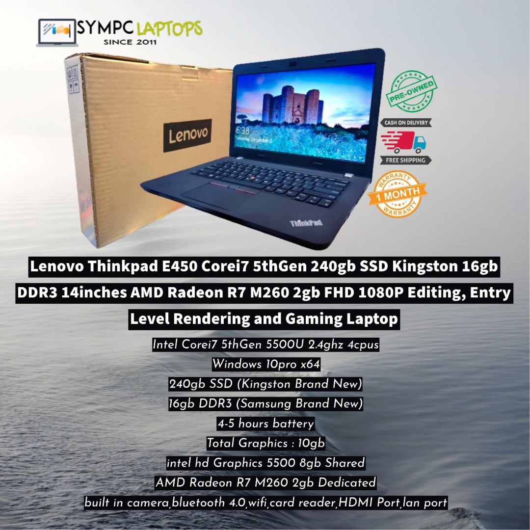 Lenovo Thinkpad E450 Corei7 5thGen 240gb SSD Kingston 16gb DDR3 ...