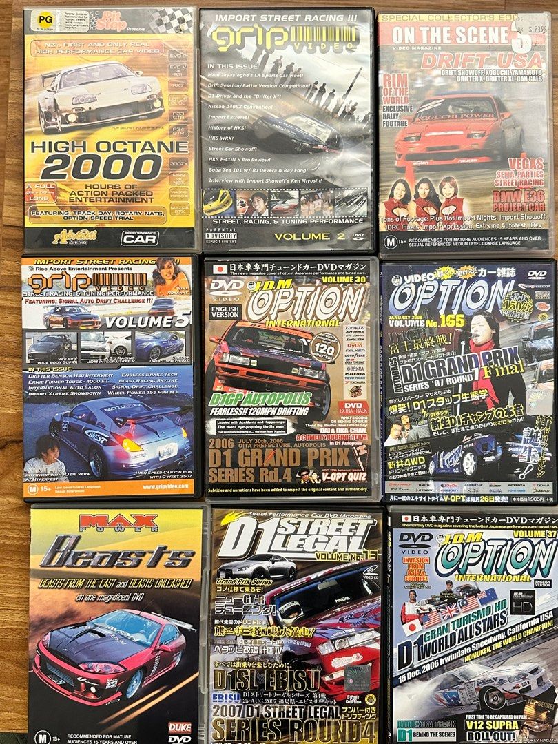 Lot of 9 DVDs on JDM Imports Car Mods Street Racing Drifting, Hobbies ...