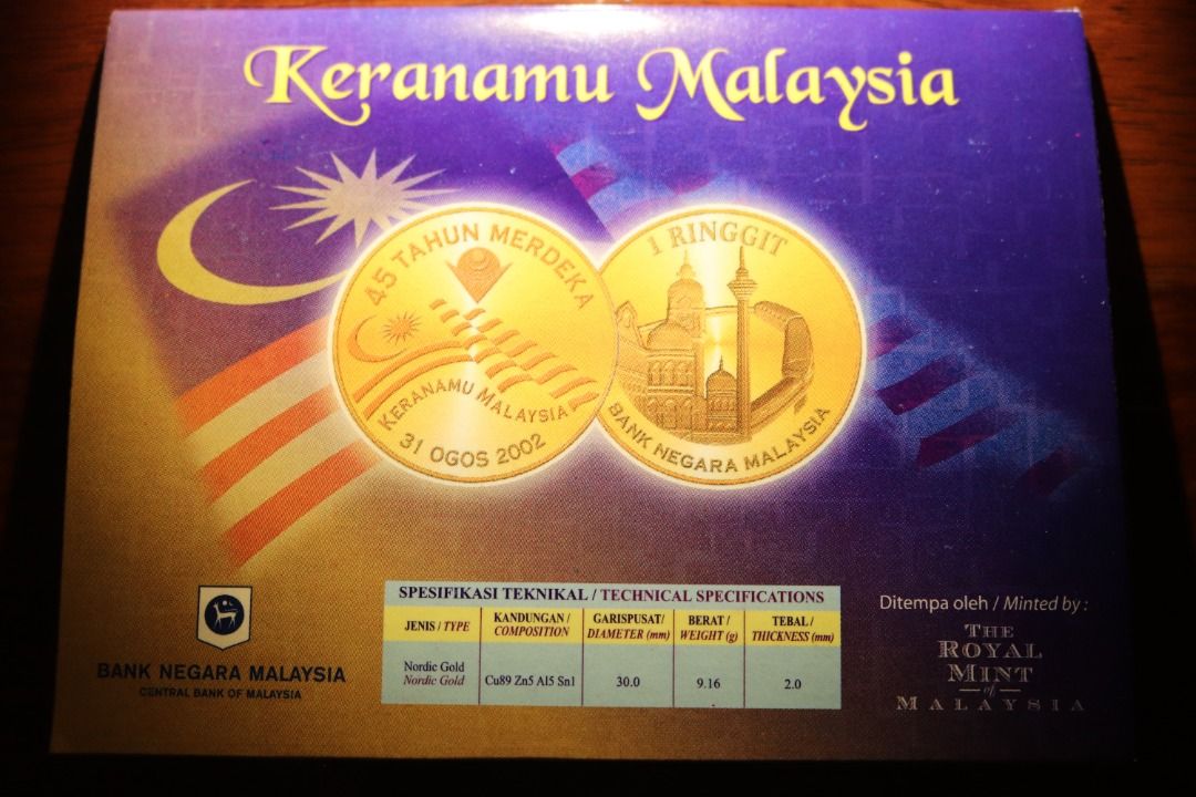 Malaysia RM1 - Duit Syiling Peringatan Sempena 45 Tahun Merdeka Y2002 ...