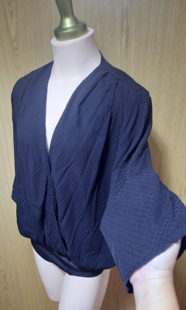 Mango Dobby Wrap Body suit, Women's Fashion, Tops, Others Tops on Carousell