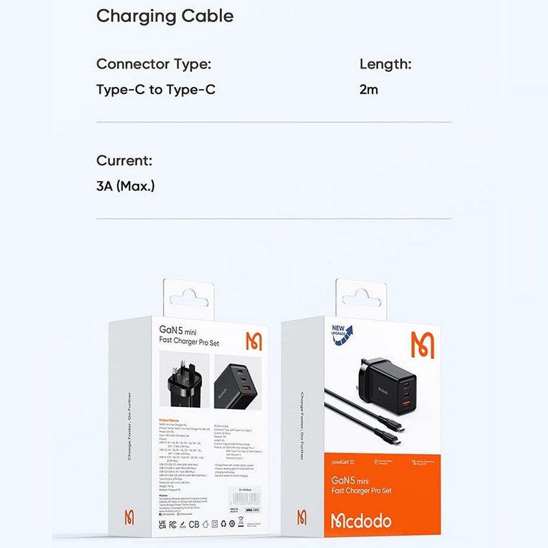 Mcdodo Fast Charger Pro Set Type-C to Type-C Charging Adapter (67W ...