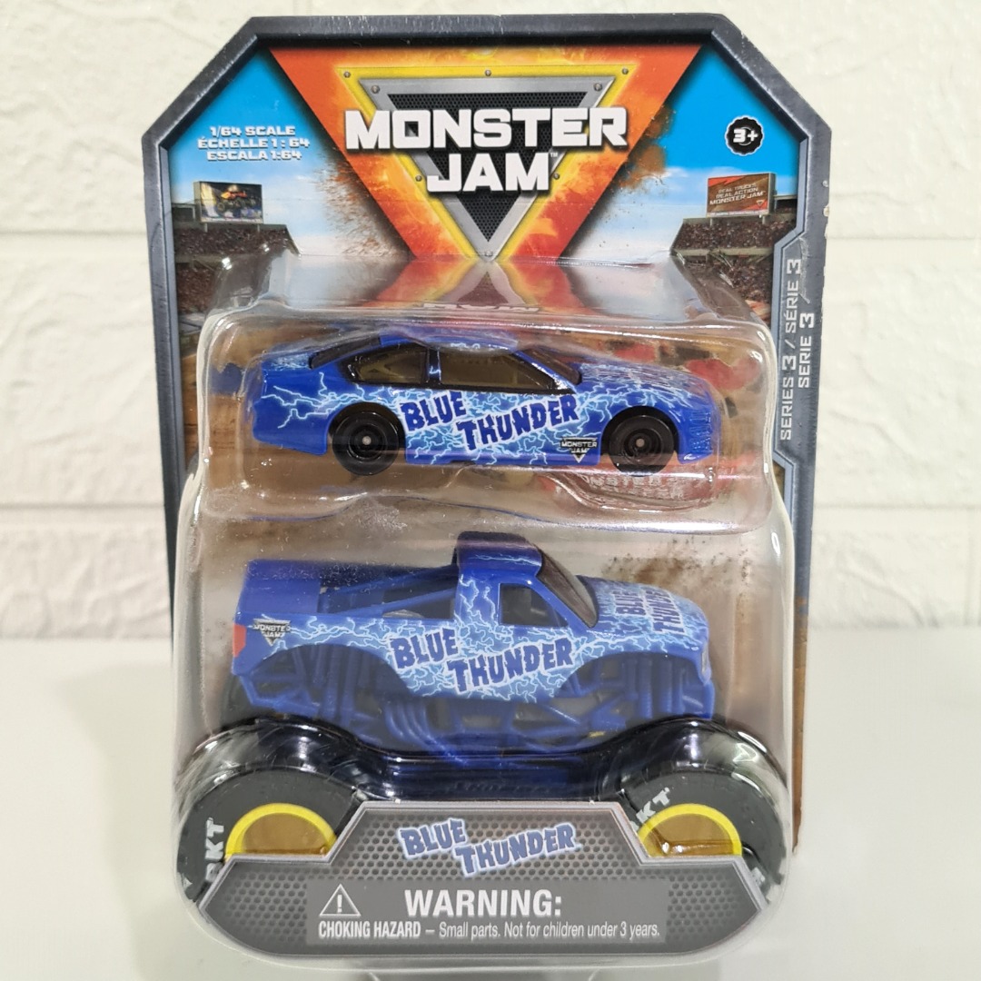 Monster Jam Blue Thunder Truck & Race Car, Hobbies & Toys, Toys & Games ...