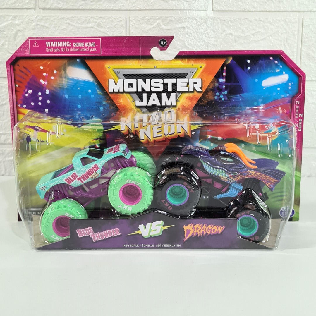 Monster Jam Nitro Neon Blue Thunder vs Dragon, Hobbies & Toys, Toys ...