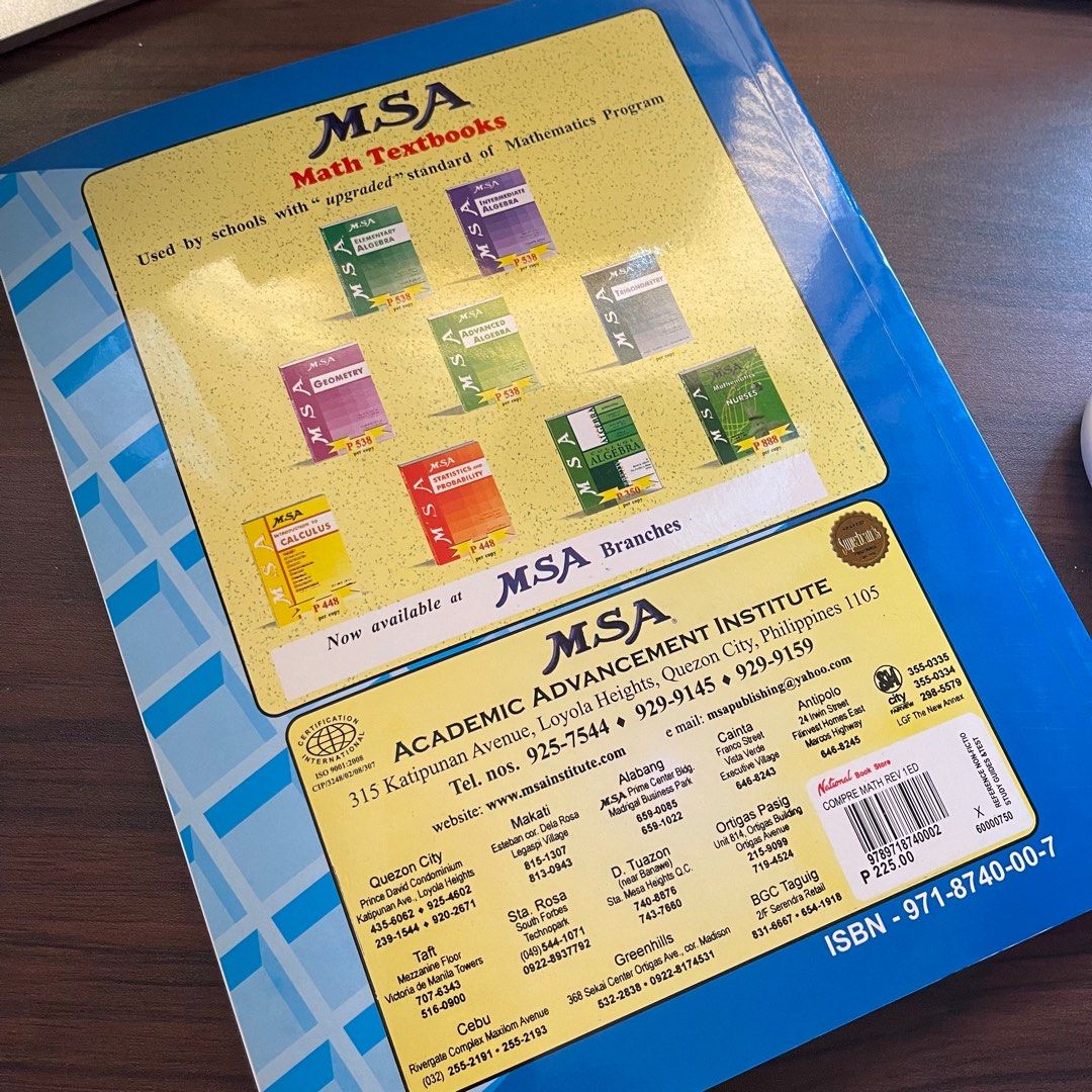 MSA Comprehensive Mathematics Reviewer Book, Hobbies & Toys, Books ...