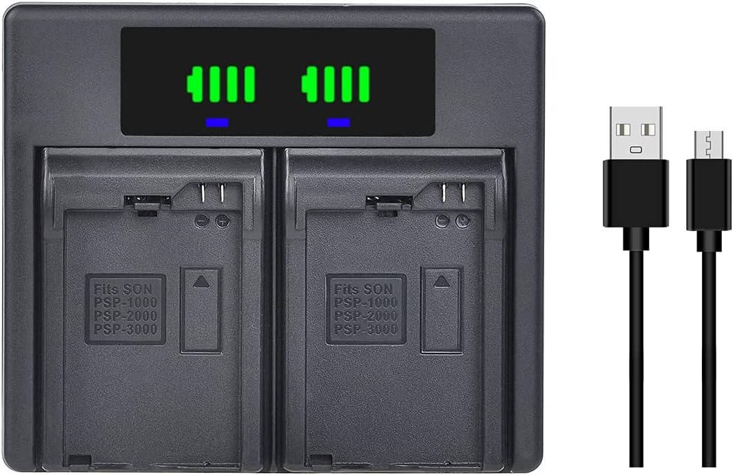 NEGO!! DuraPro 2x 3600mAh PSP 1000 Battery + LED Dual USB Charger with ...