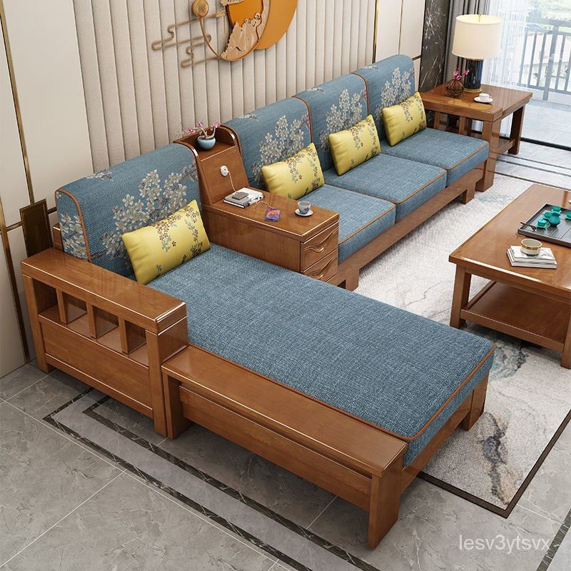 New Chinese Style Solid Wood Sofa Living Room Solid Wood Furniture ...