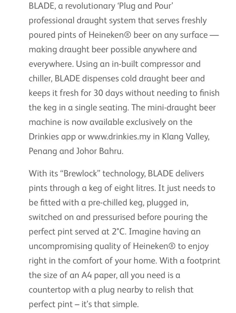 Original Heineken Blade Draught Beer Machine, TV & Home Appliances ...