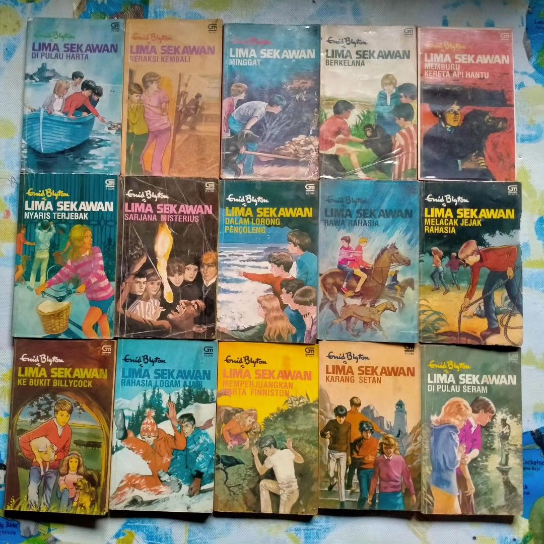 PAKET ENID BLYTON LIMA SEKAWAN 15 JUDUL CETAKAN 1980AN, Buku & Alat ...