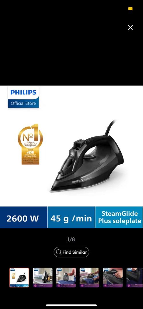 Philips 5000 Steam Iron DST5040 Steamglide Plus (BLUE), TV & Home ...