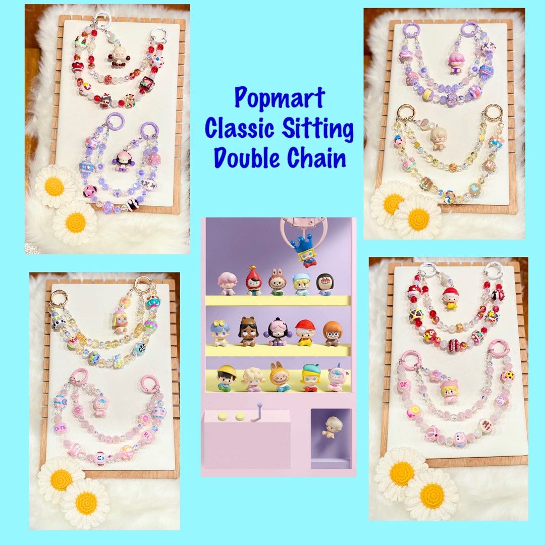 Popmart Classic Sitting Double Handphone Chain & Bag Charm, Women's ...