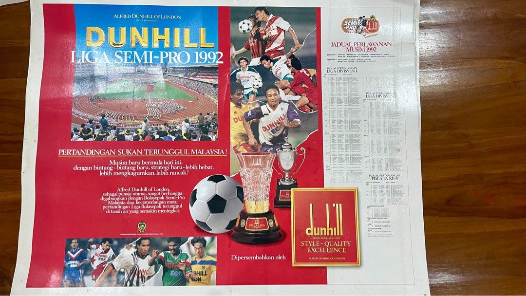 Poster Jadual bola Dunhill liga semi pro 1992, Furniture & Home Living ...