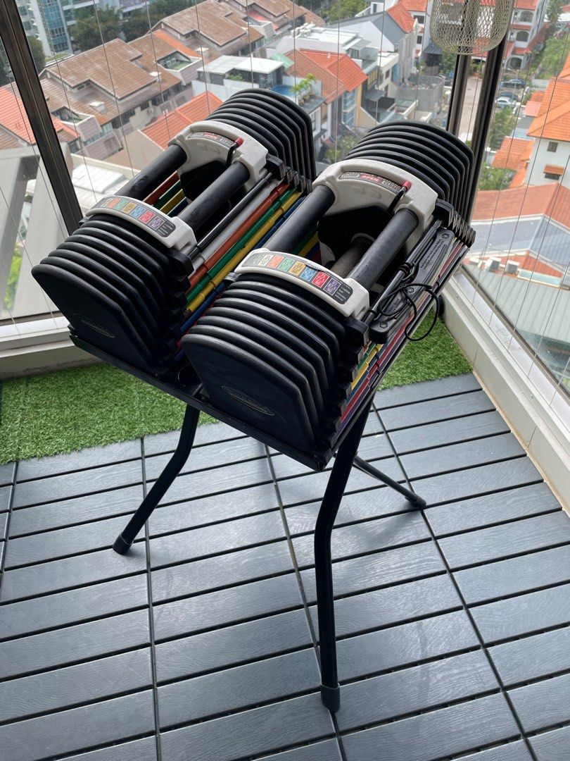 Powerblock Set 90lbs + Bench + Rack + Longbar + ext to 125lbs, Sports ...