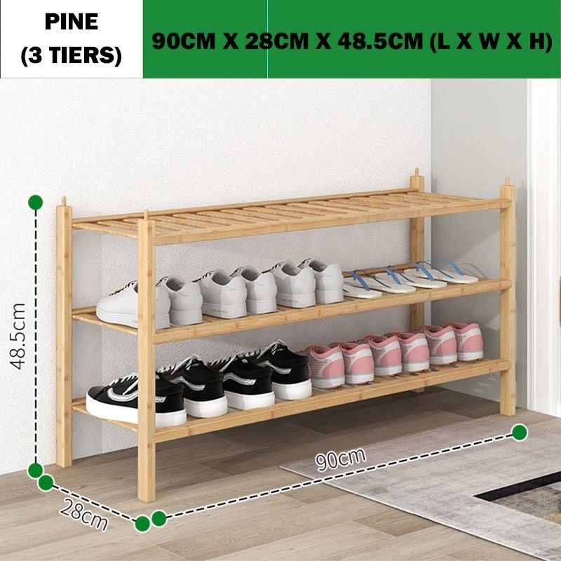 PROMO - 2 I 3 Tier Stackable Bamboo Shoe Rack, Furniture & Home Living ...