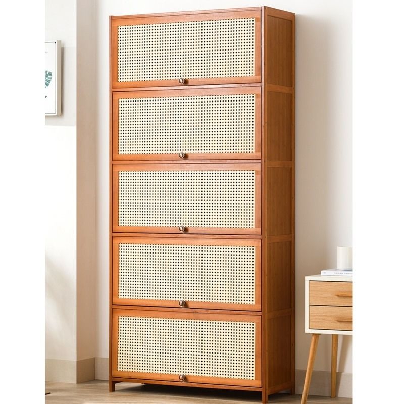 Rattan Bamboo Shoe Cabinet Deodorant Breathable Shoe Rack ...