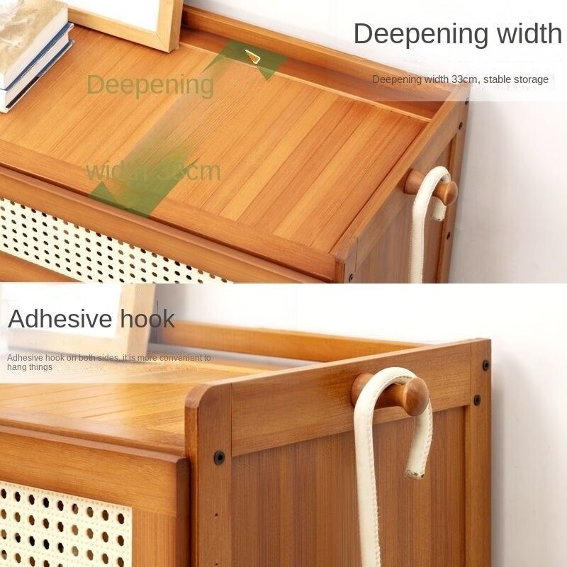 Rattan Bamboo Shoe Cabinet Deodorant Breathable Shoe Rack ...