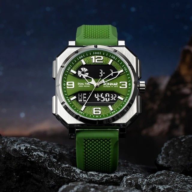 RONMAR Dual Display Design Quartz Watch For Men Cool Sports Timing ...