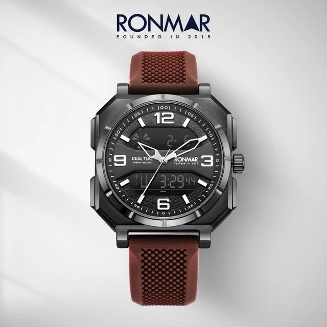 RONMAR Dual Display Design Quartz Watch For Men Cool Sports Timing ...