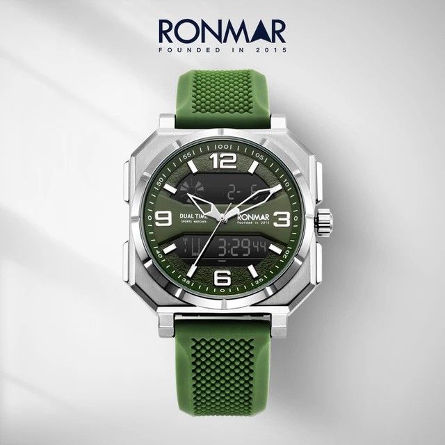 RONMAR Dual Display Design Quartz Watch For Men Cool Sports Timing ...