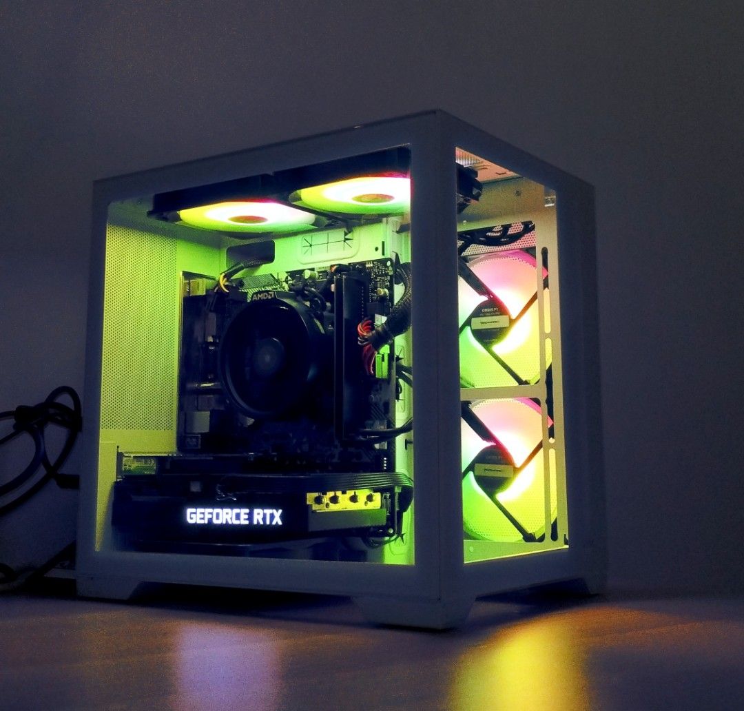 RTX 3060ti Ryzen 5 gaming pc with RGB, windows 10 PRO custom built desktop computer PC ...