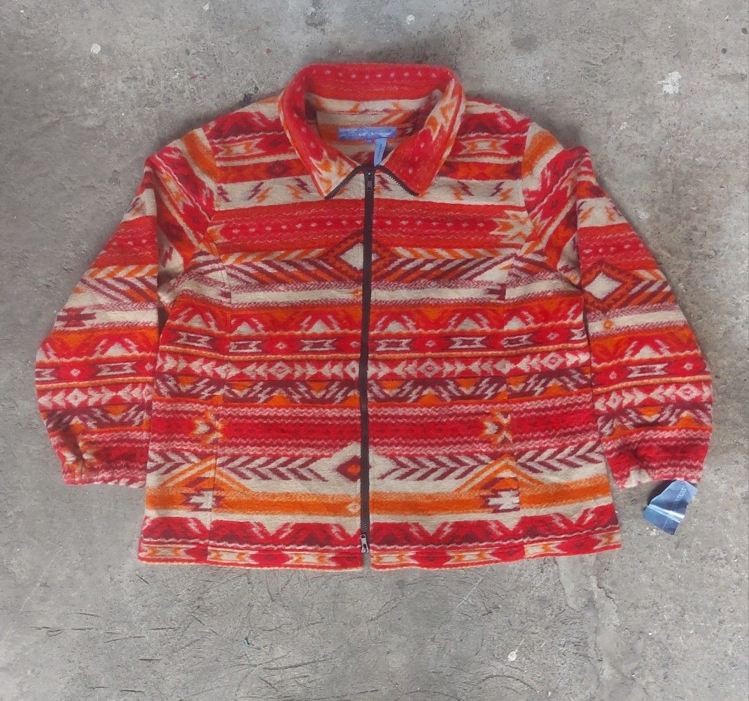 Rustic Mountain pattern fleece jacket, Men's Fashion, Coats, Jackets ...